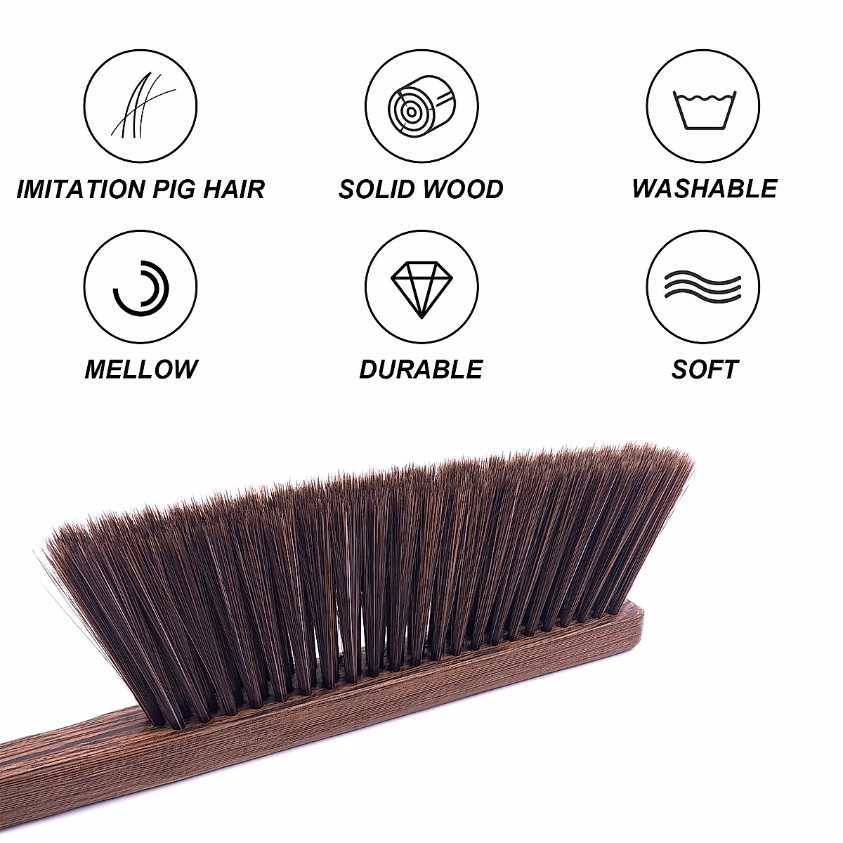 Hand Broom Cleaning Brushes-Soft Bristles Dusting Brush for Cleaning Car/Bed/Couch/Draft/Garden/Furniture/Clothes,Wooden Handle