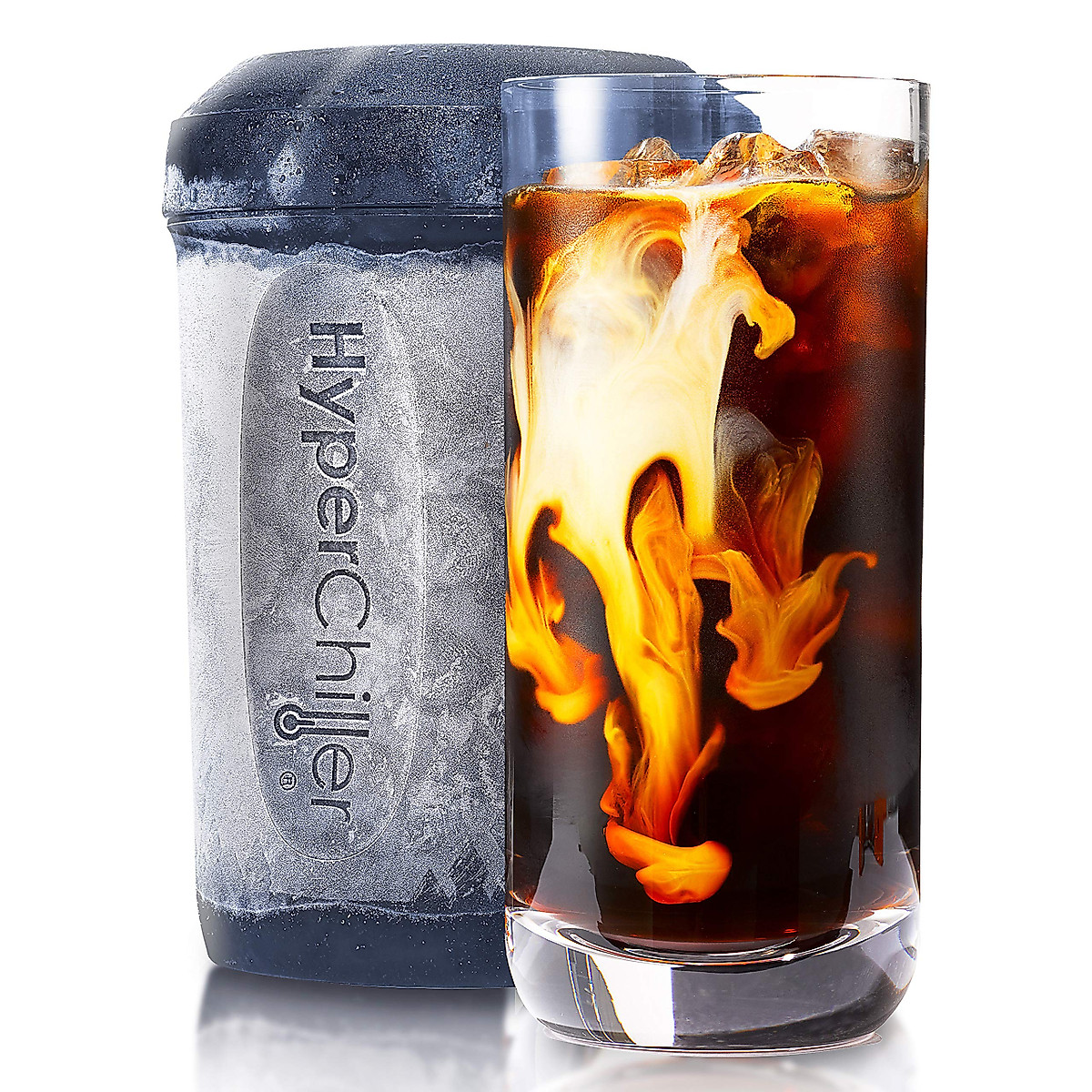 HyperChiller HC2BG Patented Iced Coffee/Beverage Cooler, NEW, IMPROVED,STRONGER AND MORE DURABLE! Ready in One Minute, Reusable for Iced Tea, Wine, Spirits, Alcohol, Juice, 12.5 Oz, Slate Blue