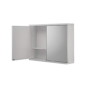 Croydex WC257022AZ Simplicity Double Door Mirrored Medicine Cabinet with Magnetic Push Catch Opening, White