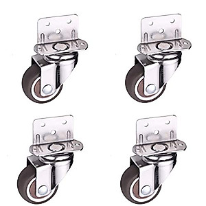 Skelang 4 Pcs 1 Inch Side Mounting Casters, TPE Swivel Plated Caster Wheels, L- Shaped Mute Wheel, Replacement for Baby Bed, Carts Trolley, Kitchen Cabinet, Furniture, Table, Loading Capacity 100 Lbs