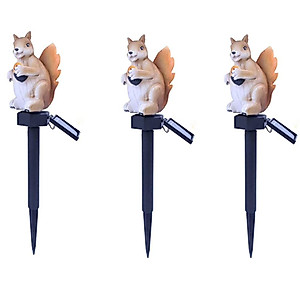 OSALADI Led Solar Lights Lawn Light Solar Powered Lamp Squirrel Lamp Resin Light for Home Garden Lawn Yard Pathway Decor (Black + Brown) Led Yard Light