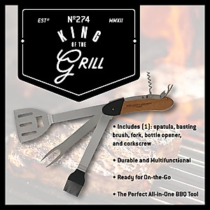 Gentlemen's Hardware GEN274 Portable and Detachable Wood-Handled Multi-Tool, 5-in-1, BBQ 5-in-1