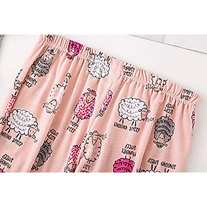 PNAEONG Women’s Pajama Set - Cotton-Blend Short-Sleeve Loose Top with Matching Capri Bottoms SY296-Lazy Sheep-M