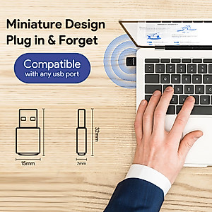 USB Bluetooth WiFi Adapter, Wireless Nano USB Network Adapter for Laptop Desktop PC Wi-Fi Dongle Compatible with Windows 10/7/8/8.1/XP Mac OS X 10.6-10.15.3 -Black