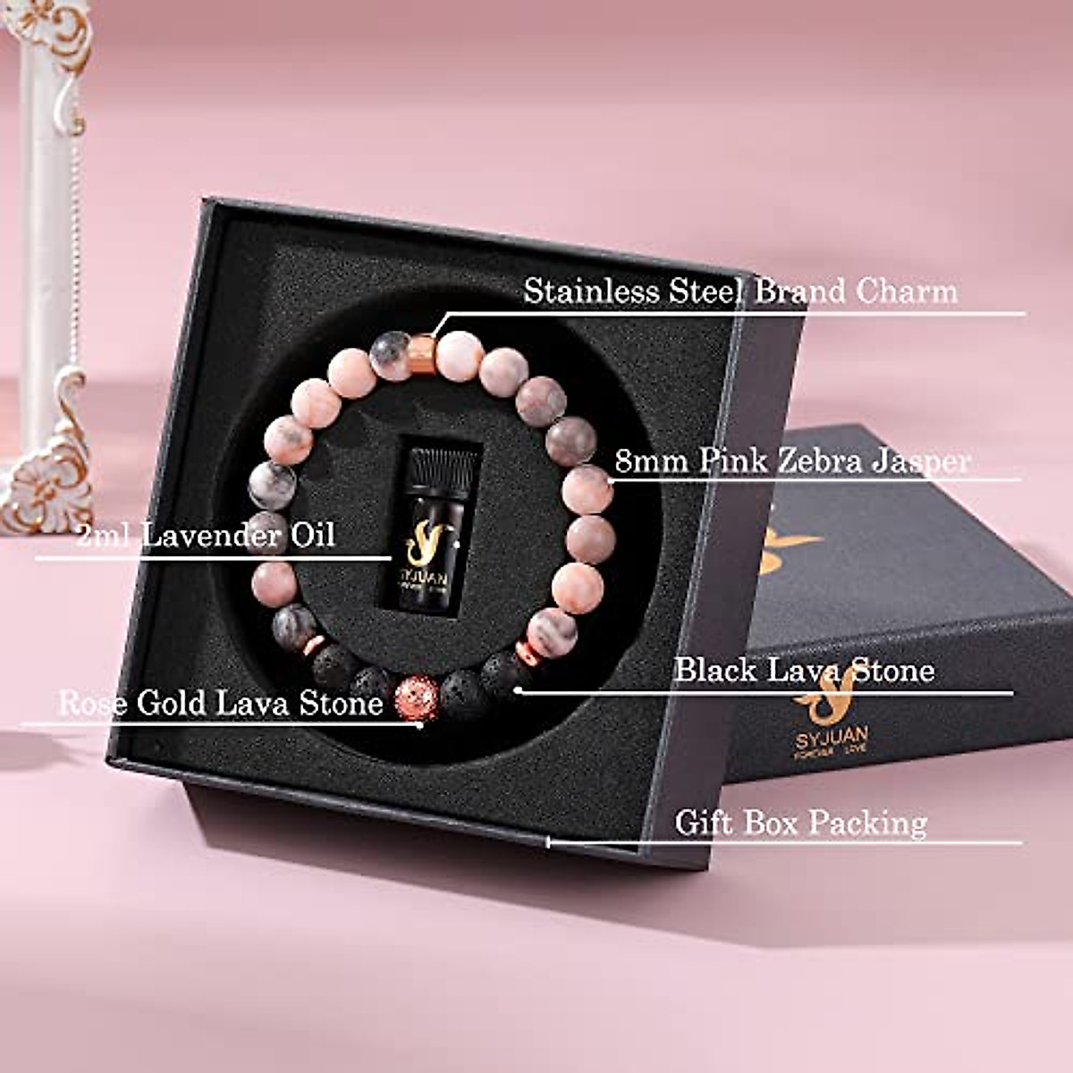 Anxiety Relief Items Lava Rock Beaded Healing Bracelets Aromatherapy Lavender Essential Oil Spiritual Relaxation Gifts for Women Pulseras de Mujer