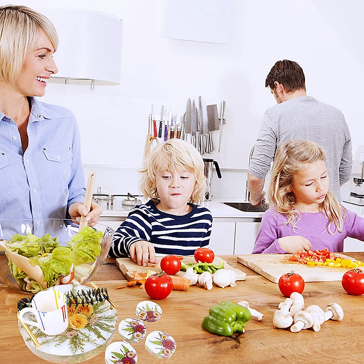 XXKJSZJQ Tray Molds for Epoxy Resin kit 13.5'' Deep Large Round Silicone Molds with 4pcs Coasters Resin Molds, Table Clock Mold DIY Flowers Preservation Resin Art Home Decoration