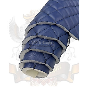 Vinyl Quilted Foam Fabric with 3/8" Foam Backing Upholstery / 52" Wide/Sold by The Yard/FABRIC EMPIRE (Blue hq Black Threading)