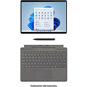 Microsoft Surface Pro X, 13" PixelSense Touchscreen Display, SQ1, 8GB Memory, 256GB Solid State Drive, Qualcomm Adreno 685 GPU, Windows 10 Pro, E8A-00001, Platinum (Renewed)