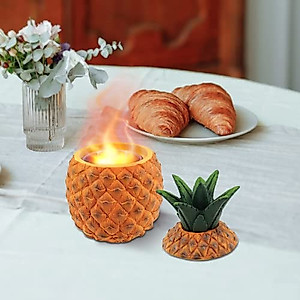 Koncenttop Tabletop Fire Pit Indoor, Tabletop Fireplace Concrete, Pineapple Shape Small Fire Bowl, Portable Tabletop Fire Pit