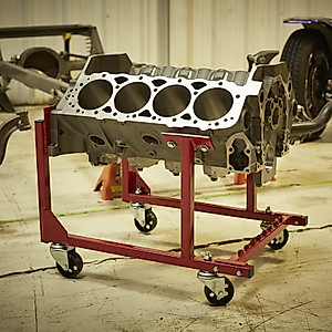 Speedway Motors Chevy V8 Rolling Engine Cradle and Lift Plate: Premium Steel, 3" Castors, Fits Holley & Rochester 2/4 Barrel, Durable with Built-in Hardware Storage