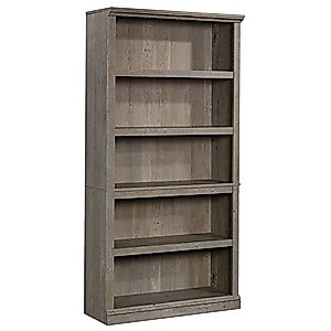 Pemberly Row Contemporary 5-Shelf Tall Wood Bookcase in Mystic Oak