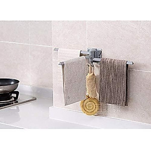 YXCNP Towel Rack, Rotating Towel Bar Punch-Free Bathroom Kitchen Towel Rail No Trace Sticky Hardware Decoration Bath Towel Holder/Grey