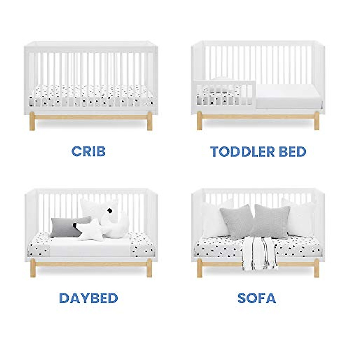 Delta Children Poppy 4-in-1 Convertible Crib, Bianca White/Natural