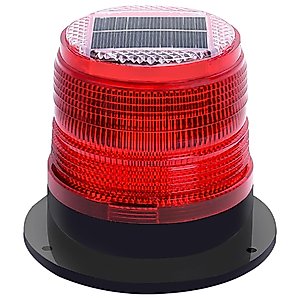 QXMH Solar Strobe Warning Light: Strong Magnetic Base Waterproof Traffic Light,Solar Safety Flashing LED Lamp for Construction, Traffic, Factory, Safety Sign, Crane Tower, Boat Navigation (Red)