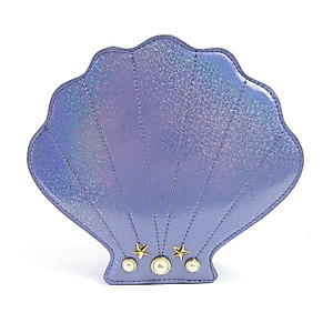 Hologram Laser Shell Shoulder Bags Pearl Cross-body Chain Purse Bags for Womens(Purple)