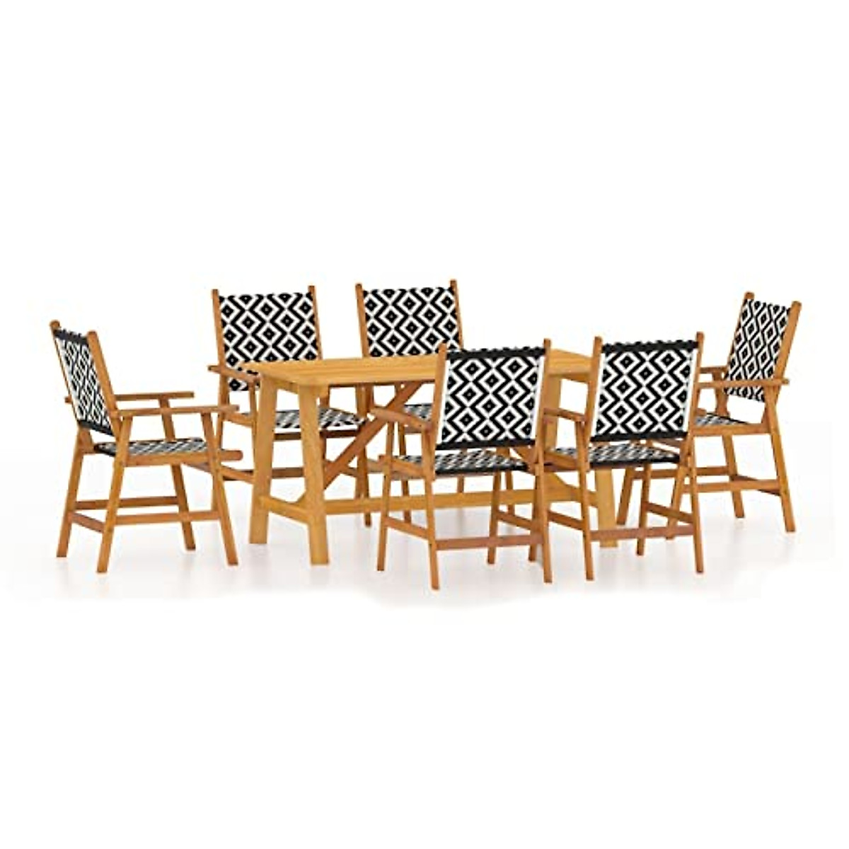 Camerina 7 Piece Patio Dining Set Outdoor Dining Table Set Patio Table and Chairs Set Outdoor Patio Dining Set Solid Acacia Wood 3087125