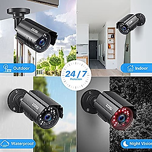 ZOSI 2.0MP 1080P HD 1920TVL Security Camera Hybrid 4-in-1 TVI/CVI/AHD/960H CVBS CCTV Camera Outdoor Indoor,80ft IR Night Vision,Weatherproof Bullet Camera For analog Surveillance DVR(Black)