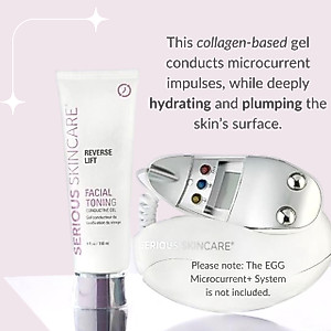 Serious Skincare Reverse Lift Collagen Based Conductive Activator Gel for Facial Toning - Compatible with All Microcurrent & RF Frequency Tools, NuFace - Skin Hydrating Formula - Glides Easily - 4 oz