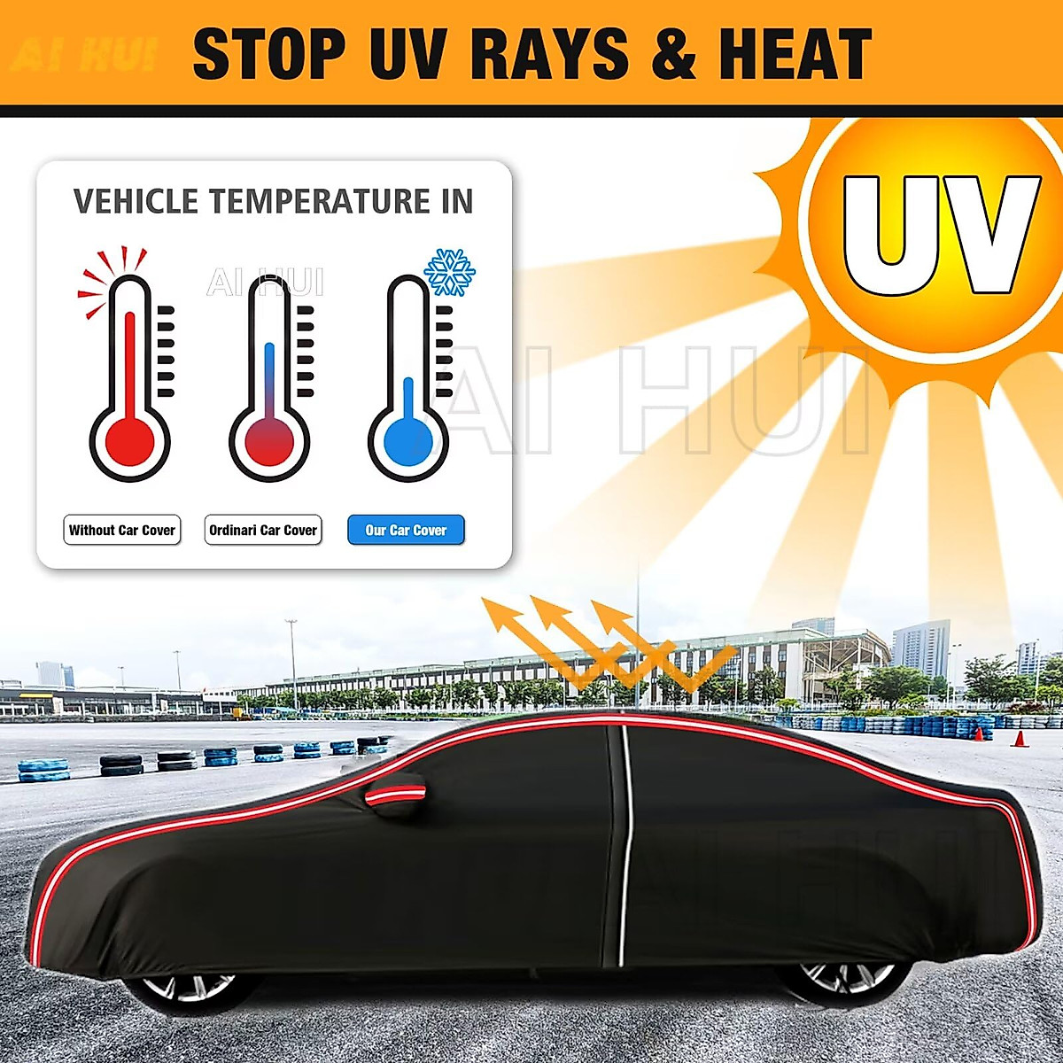 AI HUI Waterproof Car Cover Compatible with Toyota Supra GR A90 A91 (2020-2023), Car Cover Waterproof All Weather for Automobiles, Custom Full Exterior Covers with Zipper Cotton