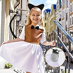 ZONESTA Cat Costume,Cat Noir Costume Black Cat Ear and Tail Set with Bow Tie Halloween Decoration Party Christmas Birthday Cosplay