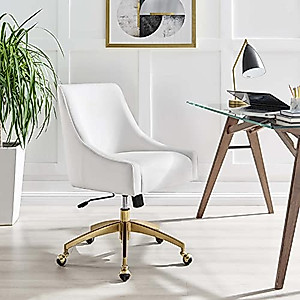 Modway Discern Performance Velvet Swivel Office Chair in White