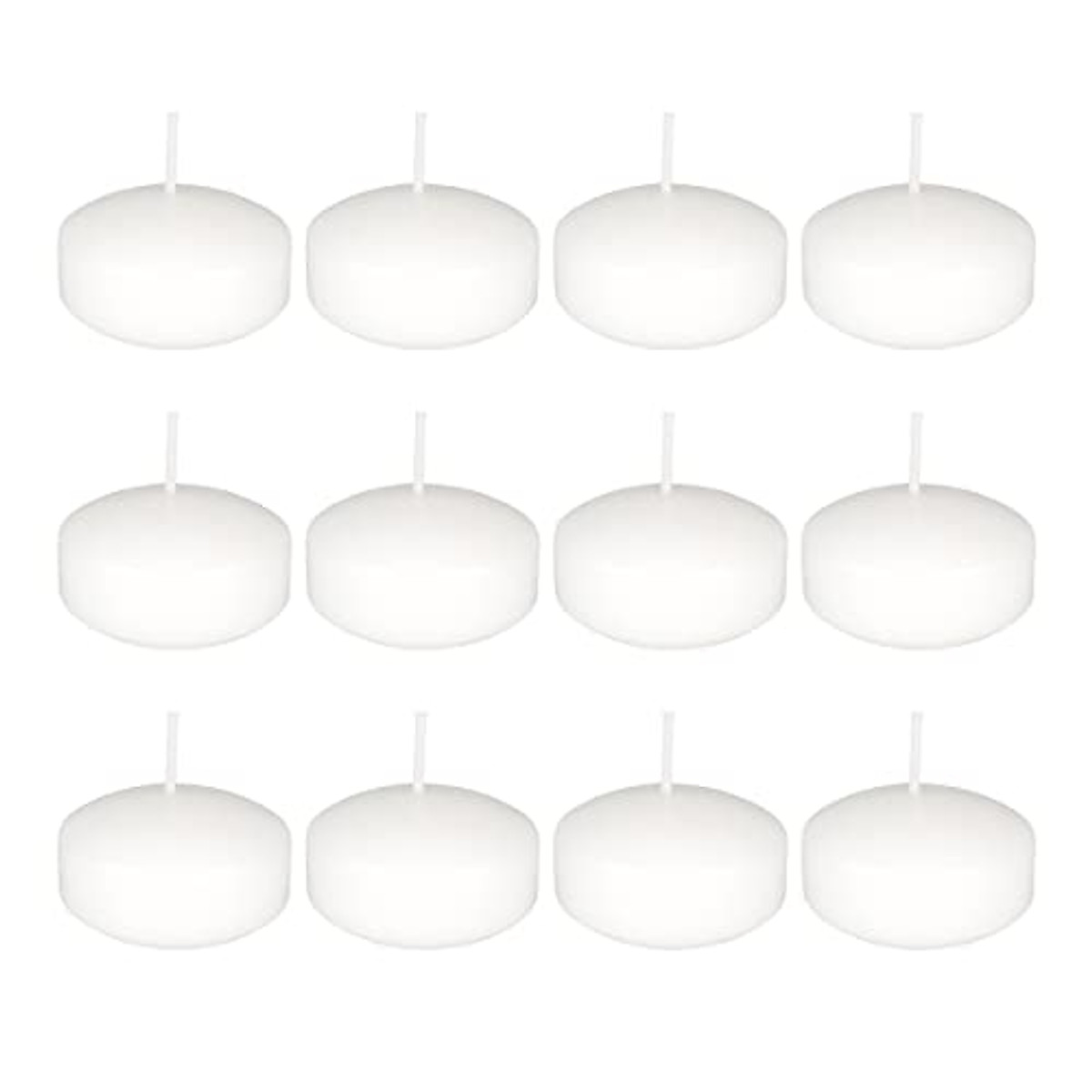 Mega Candles 12 pcs Unscented White Floating Disc Candle, Hand Poured Paraffin Wax Candles 2 Inch Diameter, Home Décor, Wedding Receptions, Baby Showers, Birthdays, Celebrations & Party Favors