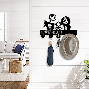 Christmas Nightmare Decor Key Holder for Wall - Jack Cartoon Sally Gothic Wall Decor Key Organizer with 5 Hooks - for Halloween Decor - Christmas Nightmare Gifts for Kids Girls