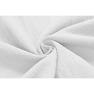 CHARTOU Women's Summer Drawstring Waist Wide Leg Loose Cotton Linen Palazzo Pants (Medium, White)