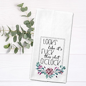 Looks like it's F*ck the Sh*t O'clock, Funny Kitchen Tea Bar Towel Gift for Women Microfiber