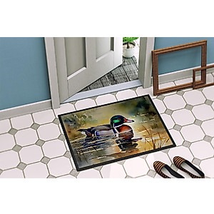 Caroline's Treasures DAC3281MAT Wood Duck Doormat Front Door Mat Indoor Outdoor Rugs for Entryway, Non Slip Washable Low Pile, 18H X 27W