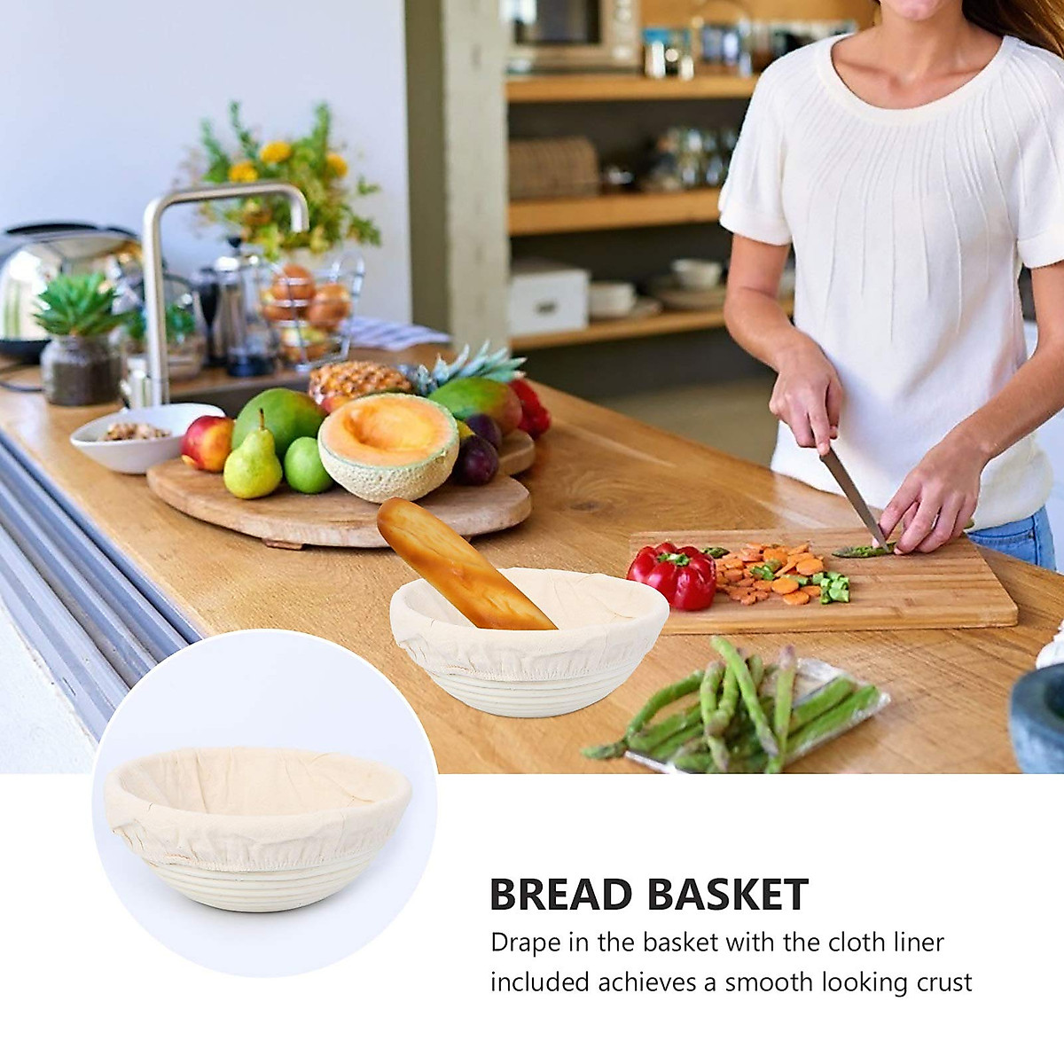 DOITOOL 1PCS Round Bread Proofing Baskets for Sourdough Bread,Sourdough Proofing Basket Set for Bread Making for Kitchen