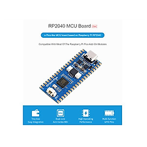 waveshare RP2040-Plus Mini Board High-Performance Pico-Like MCU Board Based on Raspberry Pi RP2040 Chip,Dual-core Arm Cortex M0+ Processor,USB-C Connector,Onboard 4MB Flash,Higher Current DC-DC Chip