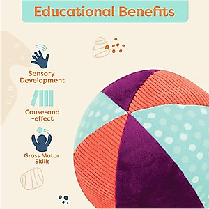 B. toys- B. baby- Large Textured Plush Baby Ball- Chiming Bell- Gross Motor Skills & Sensory Development- for babies & Toddlers- Make It Chime- 6 months +