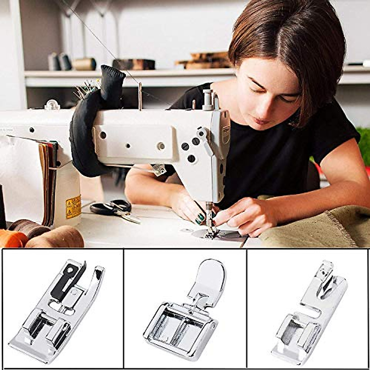 ZKSM 11 Pcs Presser Feet, Sewing Machine Presser Walking Feet Kit Compatible for Brother Babylock Janome Elna Toyota New Home and Low Shank Sewing Machines