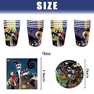 Nightmare Christmas Party Supplies Jack Sally Party Favors Nightmare Christmas Tableware Includes Cups Plates Napkins for Halloween Decor