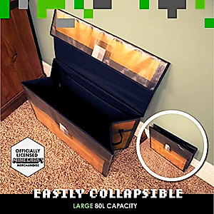 Paladone Minecraft Storage Box, Pixelated Treasure Chest, Closet Organizer, Storage Bins for Toys, Toy Box for Boys, Kids Toy Storage Bins