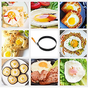 Egg Rings 2 Pack 6" Pancake Mold Nonstick Round Pancake Egg Mold with Silicone Handle Stainless Steel Frying Eggs Ring for Griddle Sandwich Eggs English Muffin Pancakes Burger Breakfast