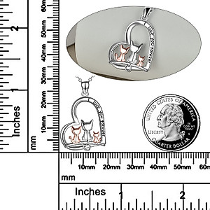 POPLYKE Cat Necklace for Women 925 Sterling Silver Family Cat Heart Necklace for Mother Grandma (silver-3 cats)