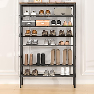 MILEFA 8 Tiers Shoe Storage Organizer, Large Capacity Shoe Shelf Holds 32 Pairs of Shoes, Durable and Stable, Adjustable Metal Shelf Stackable Shoe Shelf for Entryway, Hallway, Living Room, Closet