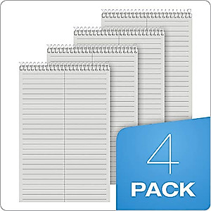 TOPS Prism Steno Books, 6" x 9", Gregg Rule, Gray Paper, 80 Sheets, Perforated, 4 Pack (80274)