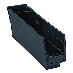 Quantum Storage Systems QSB100BK 36-Pack 4" Hanging Plastic Shelf Bin Storage Containers, 11-5/8" x 2-3/4" x 4" , Black