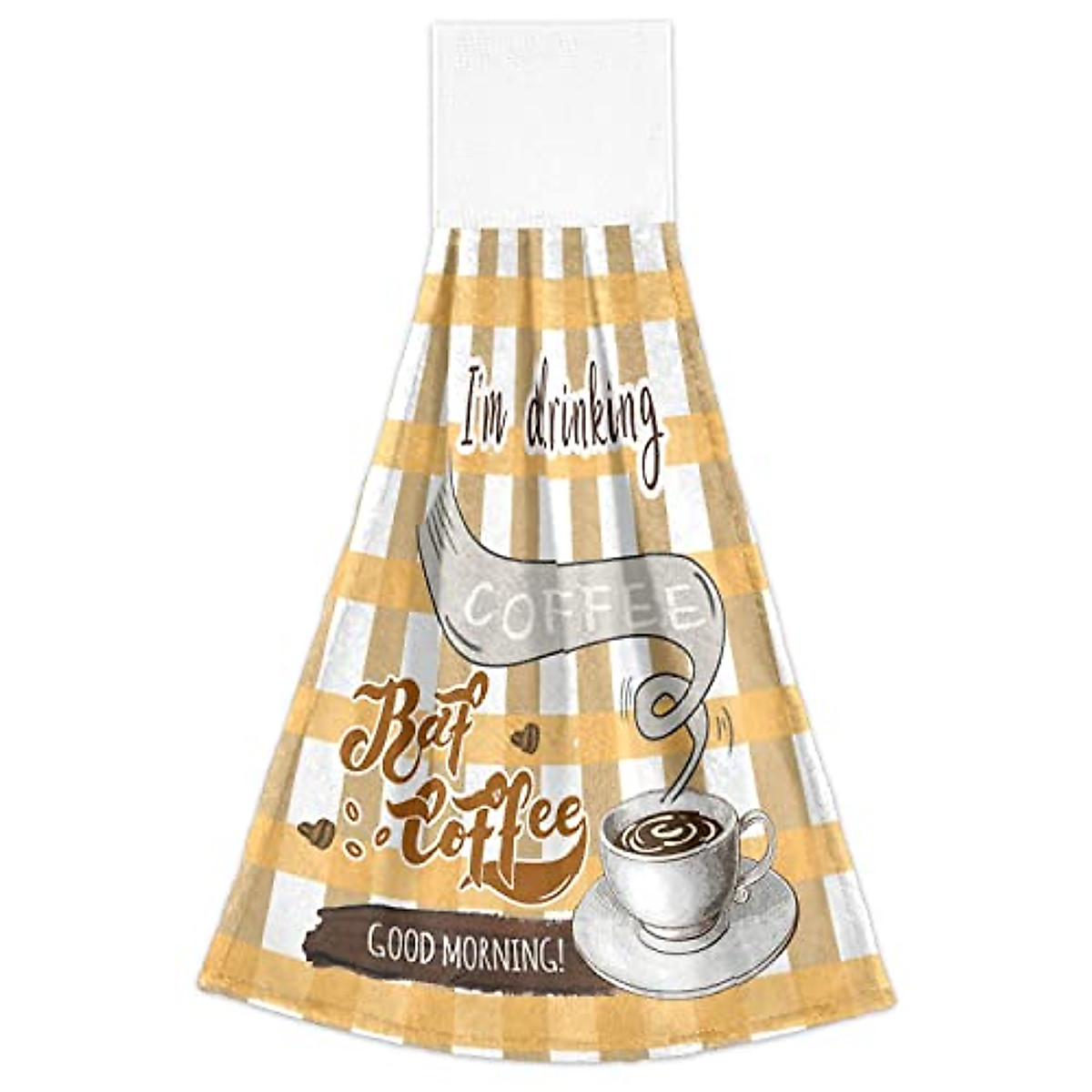 Coffee Hand Towels Set 2 Pcs Fashion Absorbent Dish Cloth Tie Towel Soft Dry Towel for Bathroom Kitchen Home Decor 18.2 L x 14 W