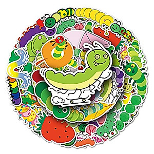 Caterpillar Stickers |50Pcs Caterpillar Waterproof Vinyl Decals for Water Bottles Bicycle Laptop Refrigerator Luggage Computer Mobile Phone Skateboard Bike Décor