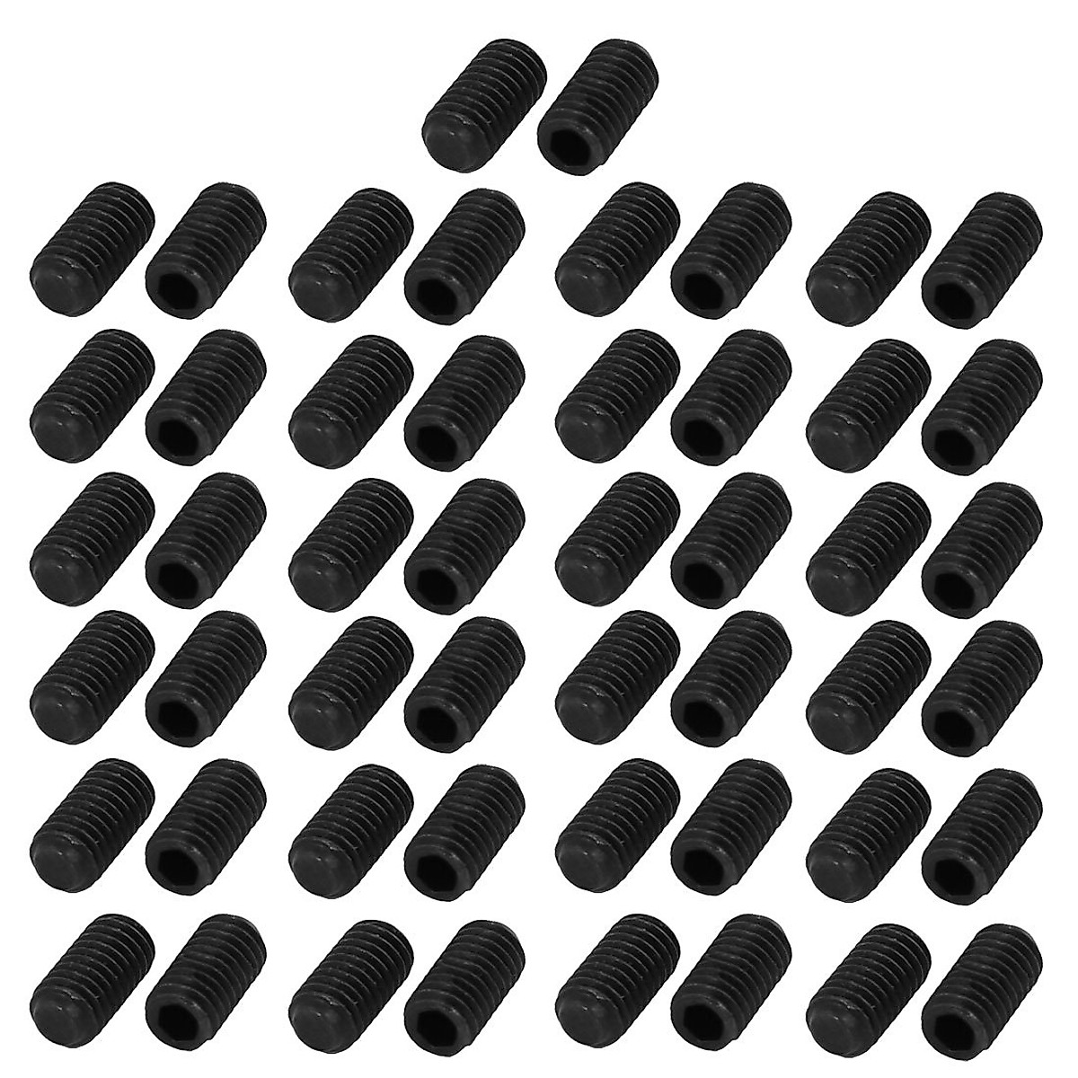 uxcell M3x6mm Metric Carbon Steel Hex Socket Set Flat Point Grub Screws Black for Towel Rack Door Knob 50pcs