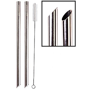 2 POINT END BOBA Straw Stainless Steel Extra Wide 1/2" x 9.5" Long Tapioca Pearl Bubble Tea Thick FAT - CocoStraw Brand (2 Point End Boba)