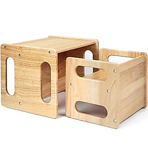Ciao Stilista Montessori Table and Chair Set, Made from Natural Wood Not Plywood, Round Smooth Edges, Not The Sharp Square Edges Seen on Others, Painting or Art Table and Chair for Toddler Ages 1-3