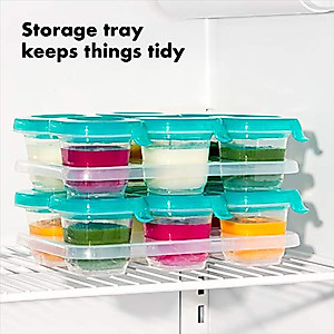 OXO Tot Silicone Baby Food Storage Containers, Teal, Set of Six 2oz Containers