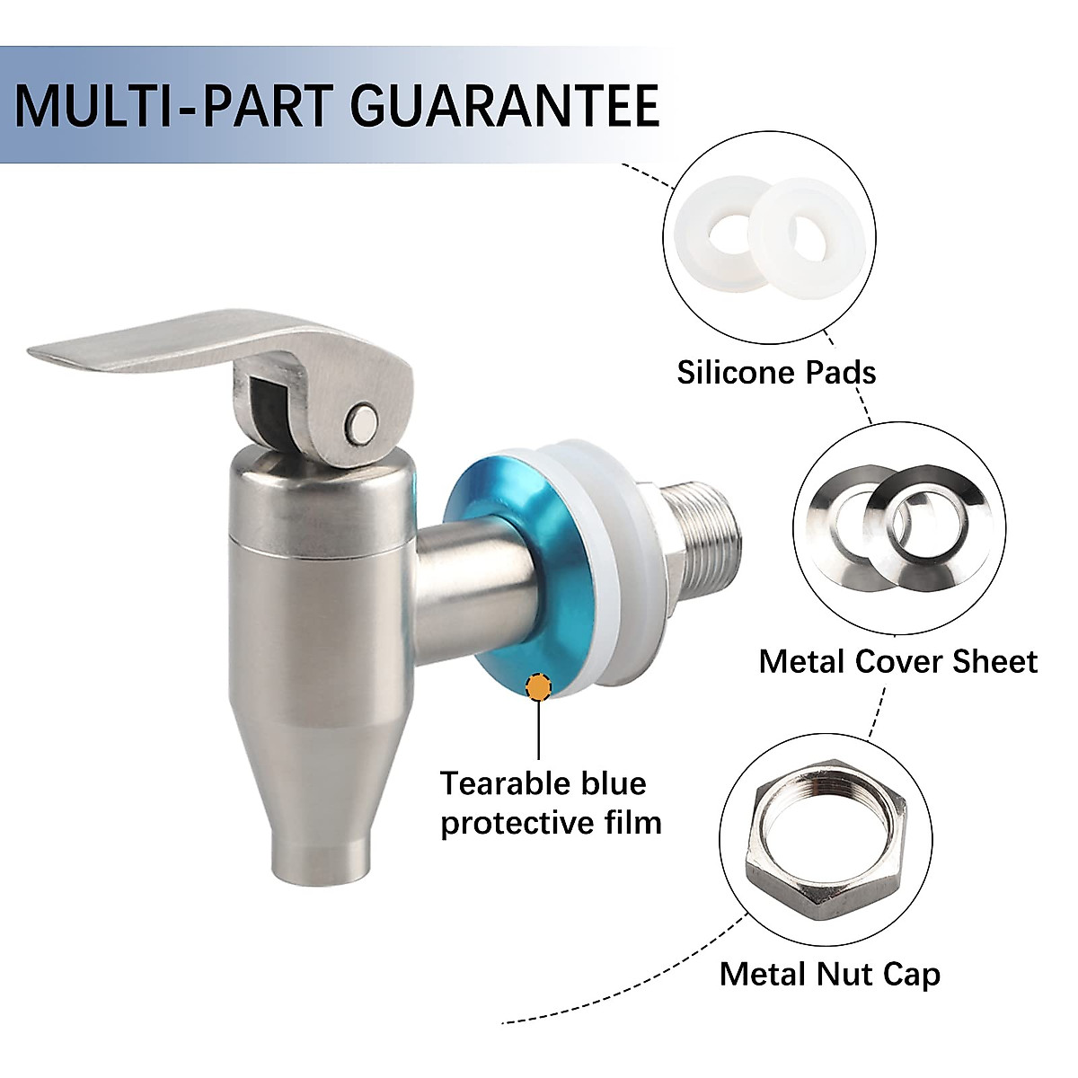 GWENBHMTOOL Beverage Dispenser Spigot Stainless Steel Push Style Spigot Water Dispenser Replacement Faucet for Sun Tea, Water, Juice or Various Drinks