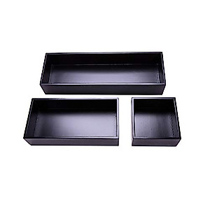 Sansnow Black Boxes Drawer Organizer Bamboo Organizer Boxes Set of 3 Black