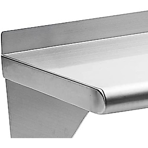 MengK Stainless Steel Shelf 12x24 Inches - 250lb Capacity - Wall Mount Floating Shelving for Restaurant, Kitchen, Home, and Hotel